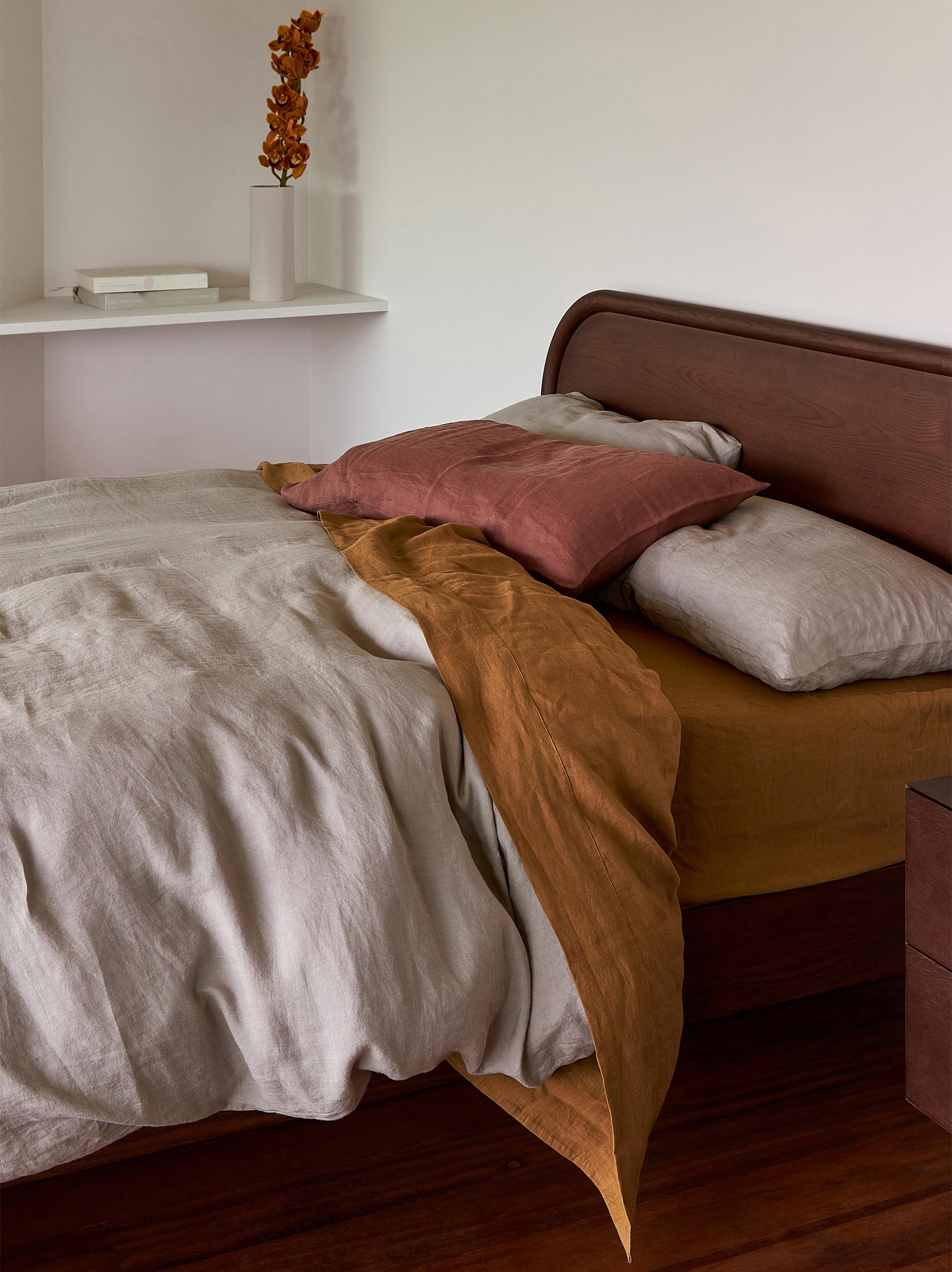 Ochre Linen Flat Sheet