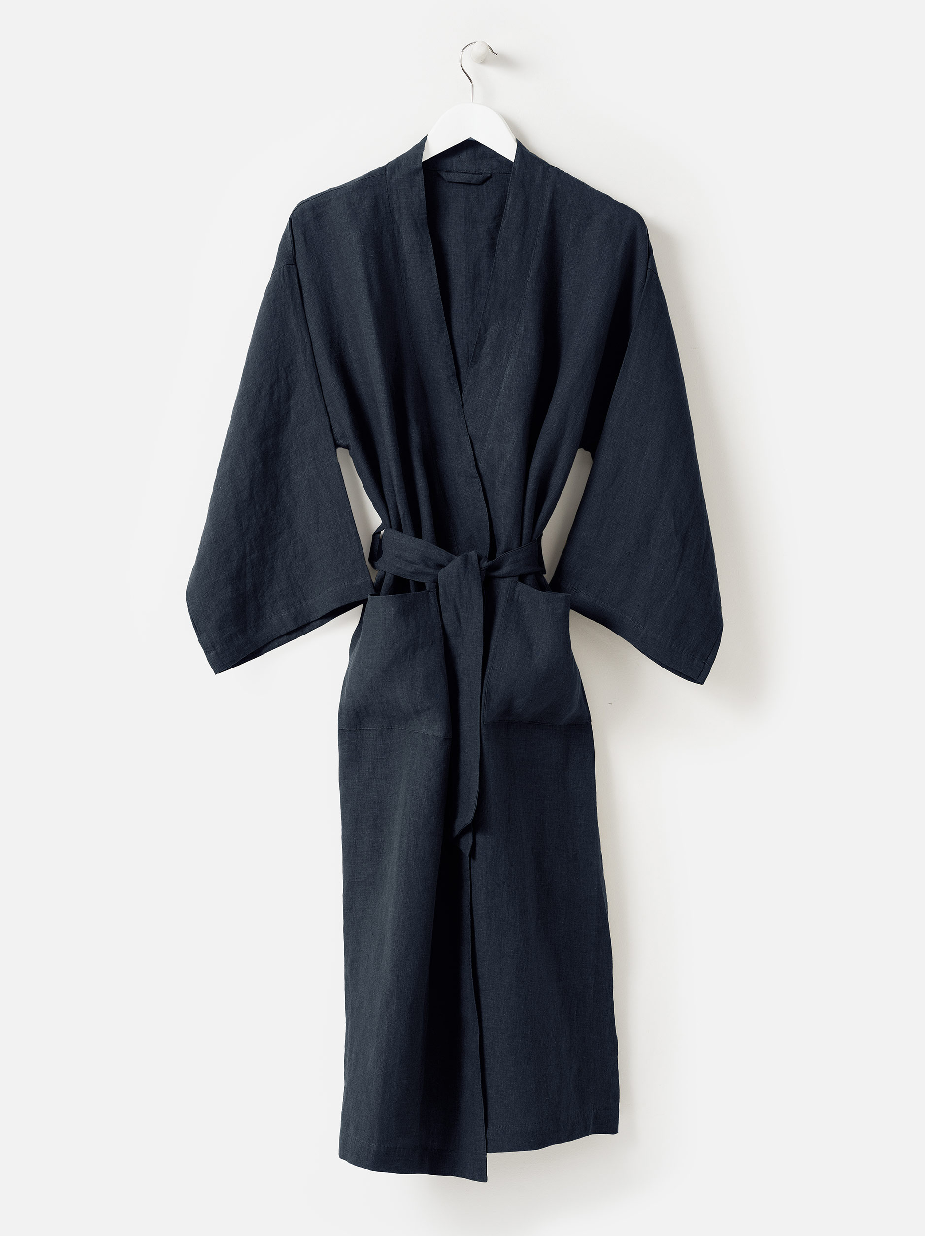 Blue Black Linen Robe